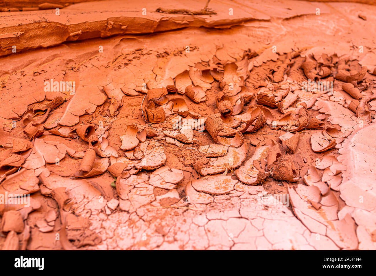Red cracked sandstone at Antelope slot canyon in Arizona in trail from ...