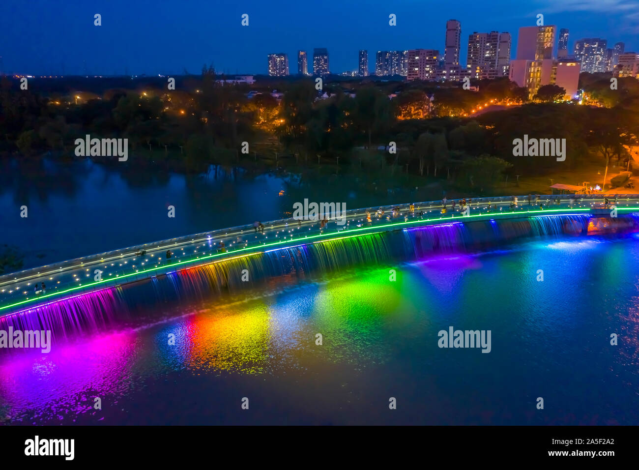 Anh Sao or Starlight Bridge is a pedestrian bridge with waterfall and ...