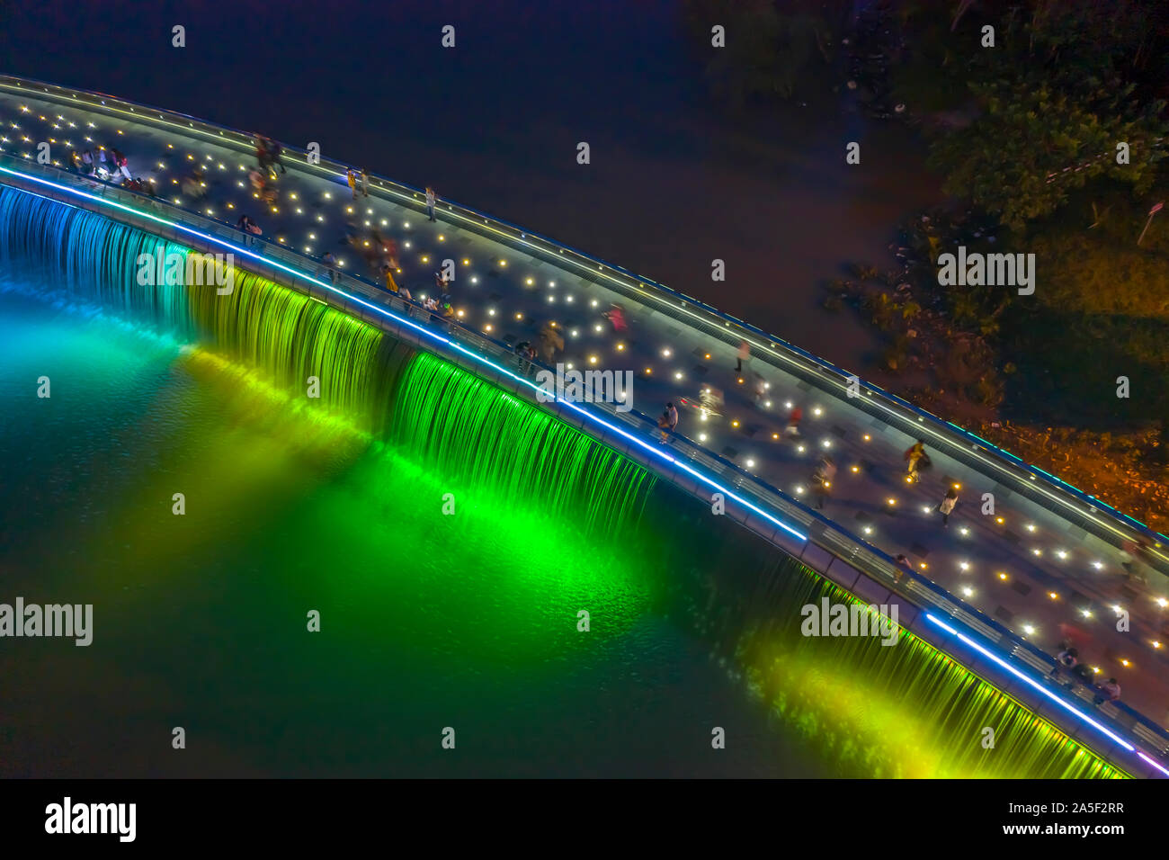 Anh Sao or Starlight Bridge is a pedestrian bridge with waterfall and ...