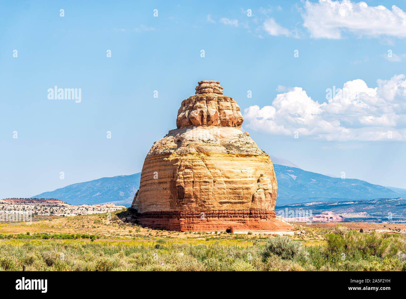 Church Rock butte or mesa during day in Utah in morning day with unique ...