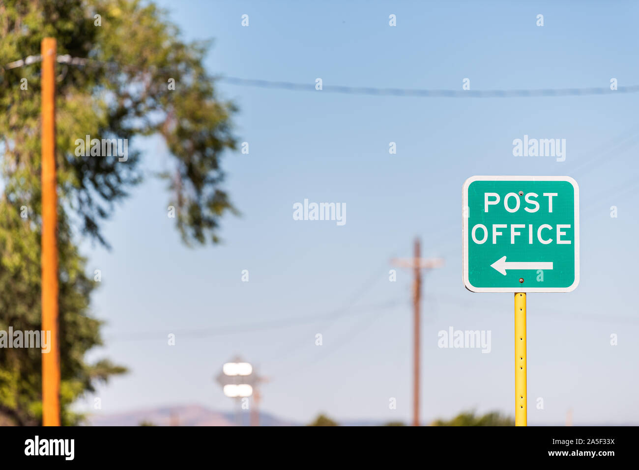 Isolated sign for community post office in small town in Redvale ...