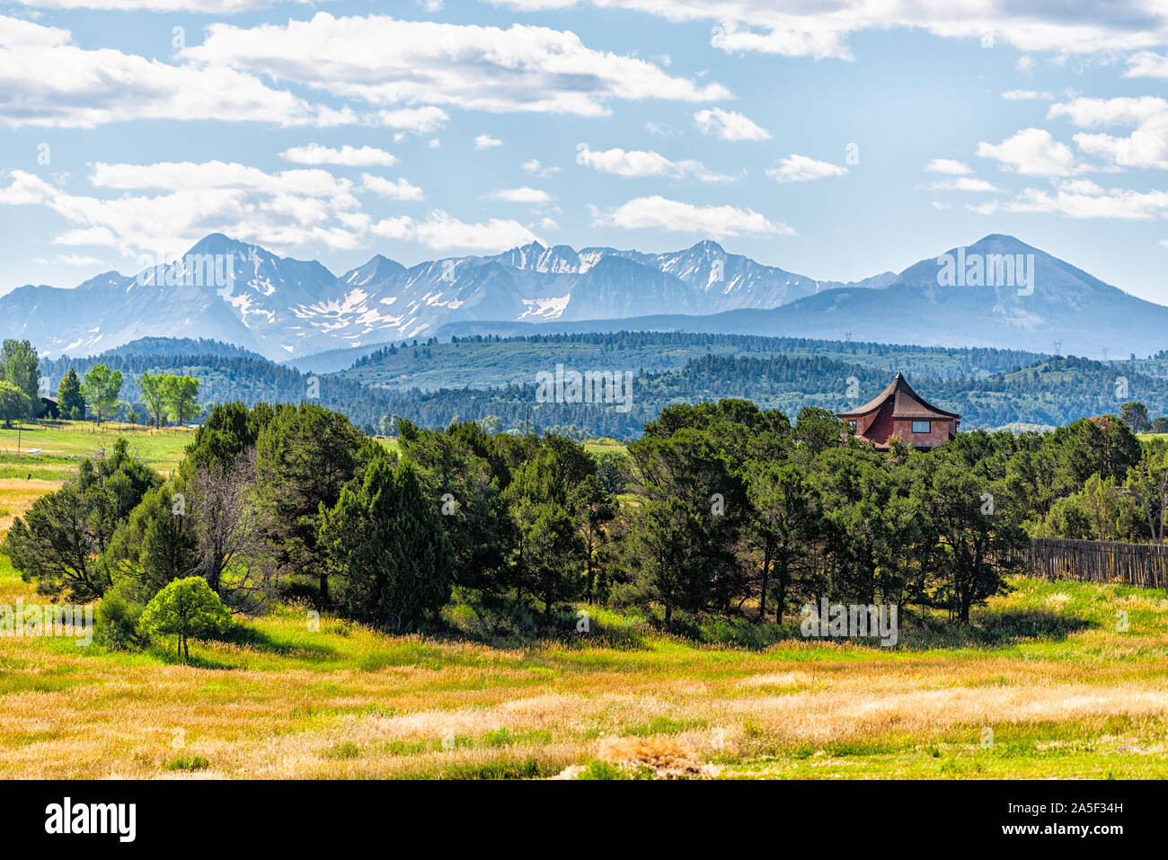 View of San Juan mountains from highway 145 in Colorado with beautiful ...