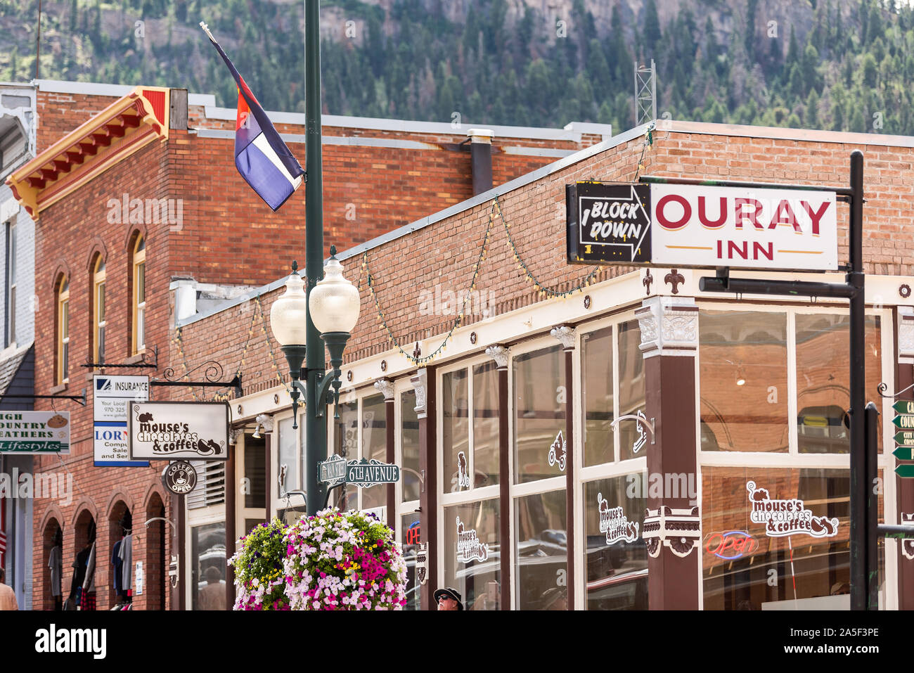 Ouray, USA - August 14, 2019: Small town in Colorado with city main ...