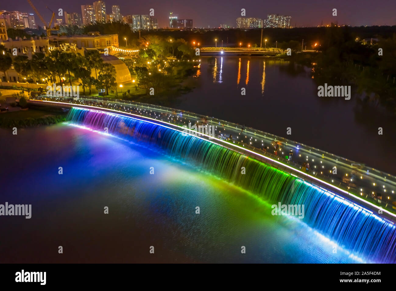 Anh Sao or Starlight Bridge is a pedestrian bridge with waterfall and ...