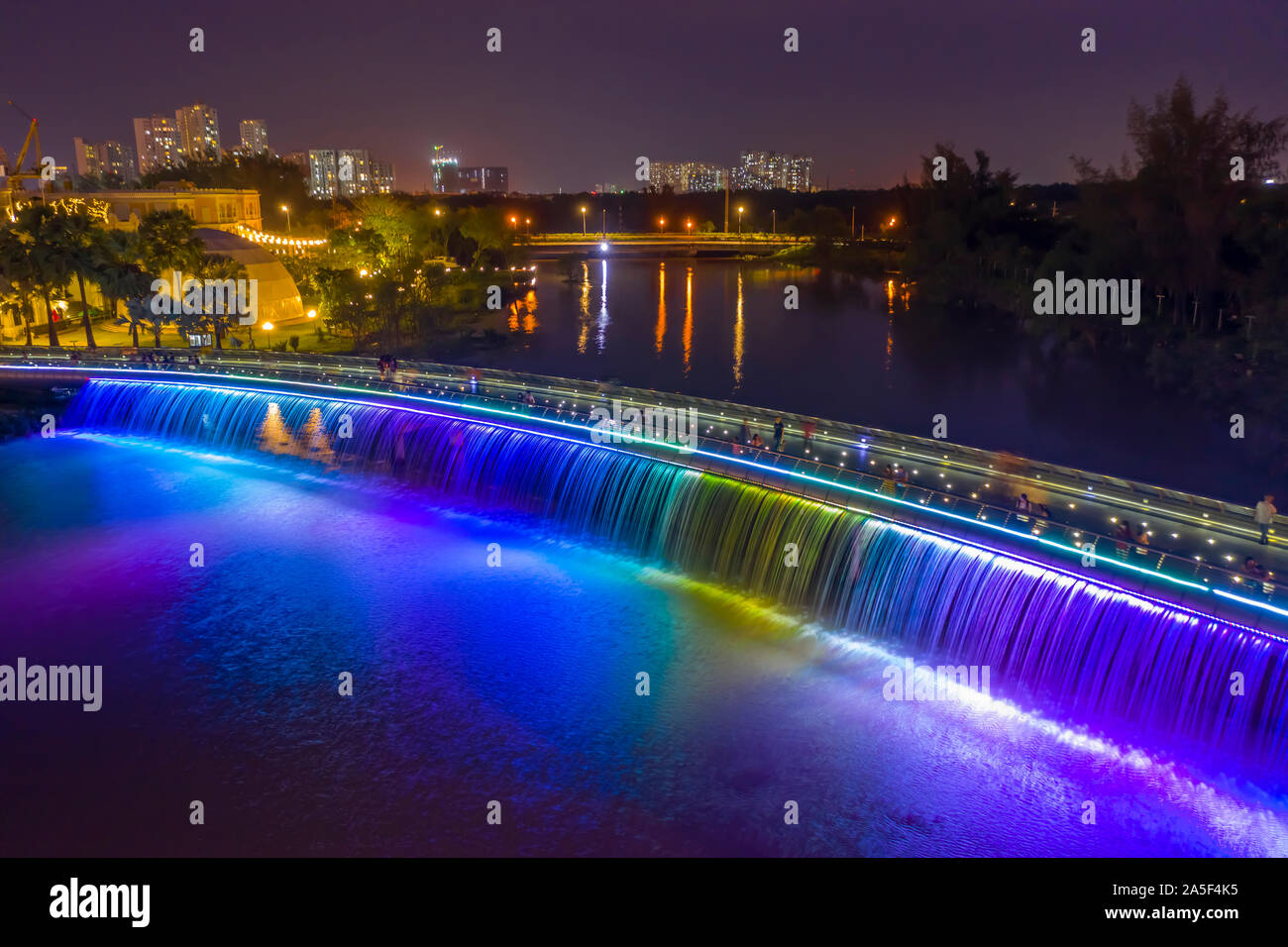 Anh Sao or Starlight Bridge is a pedestrian bridge with waterfall and ...