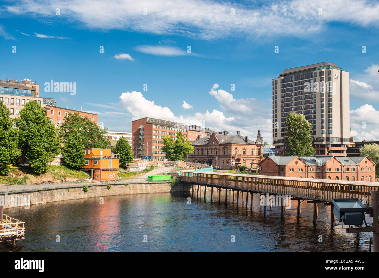 Panoramic view of Tammerkoski river and old town Tampere the industrial ...
