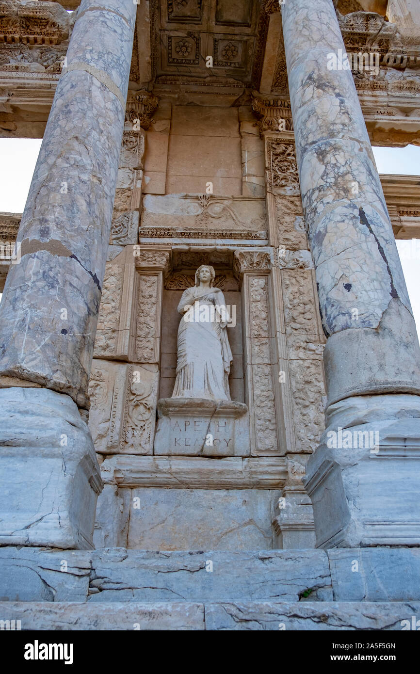 A statue of Arete, Virtue, at the Library of Celsus at the ancient ...