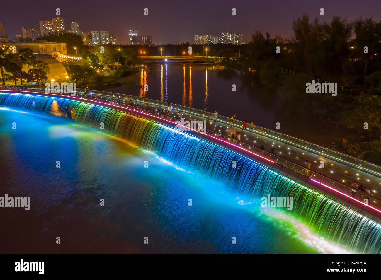 Anh Sao or Starlight Bridge is a pedestrian bridge with waterfall and ...
