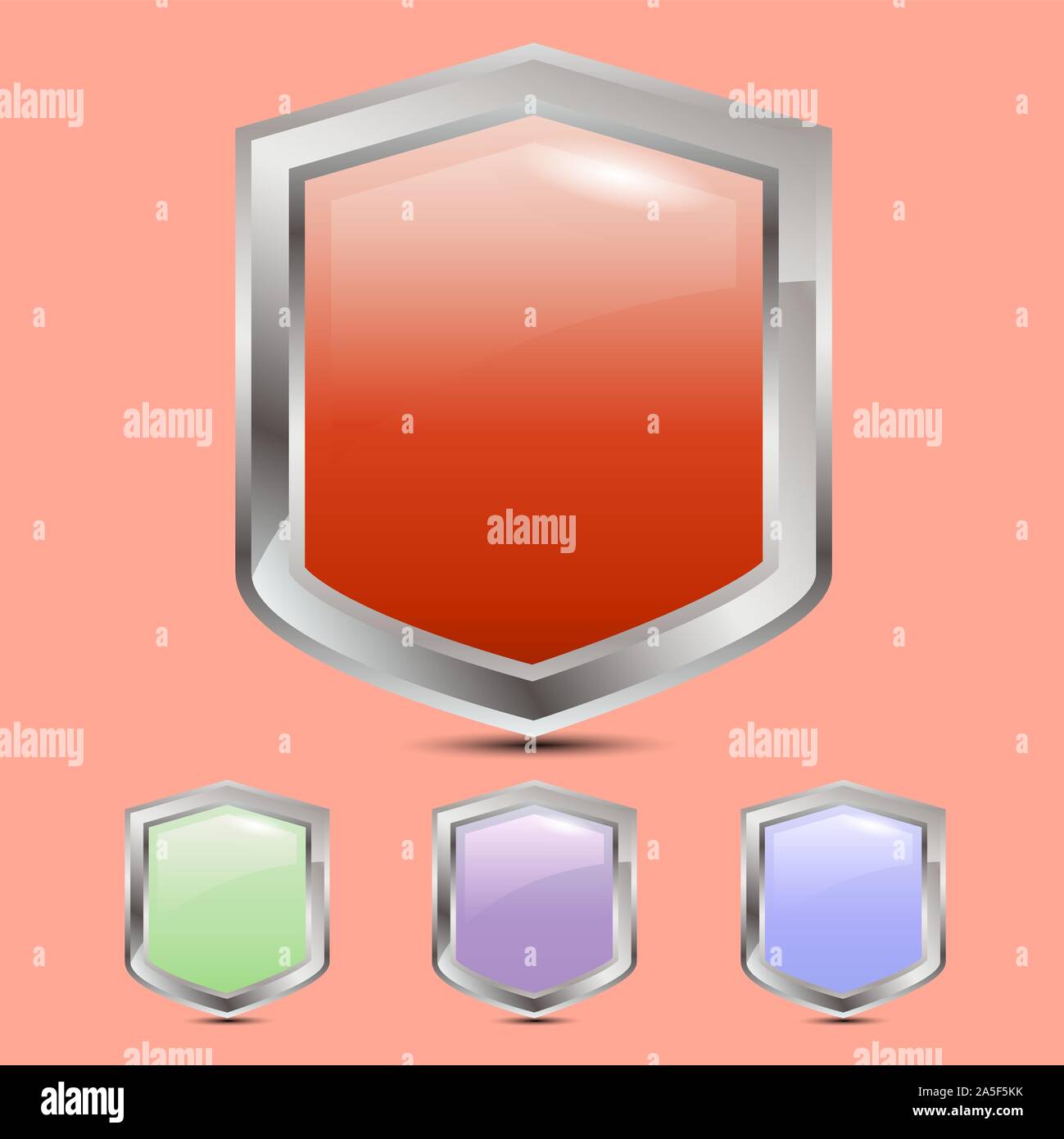 Set of four flat-tone color stylized protective shields, vector ...