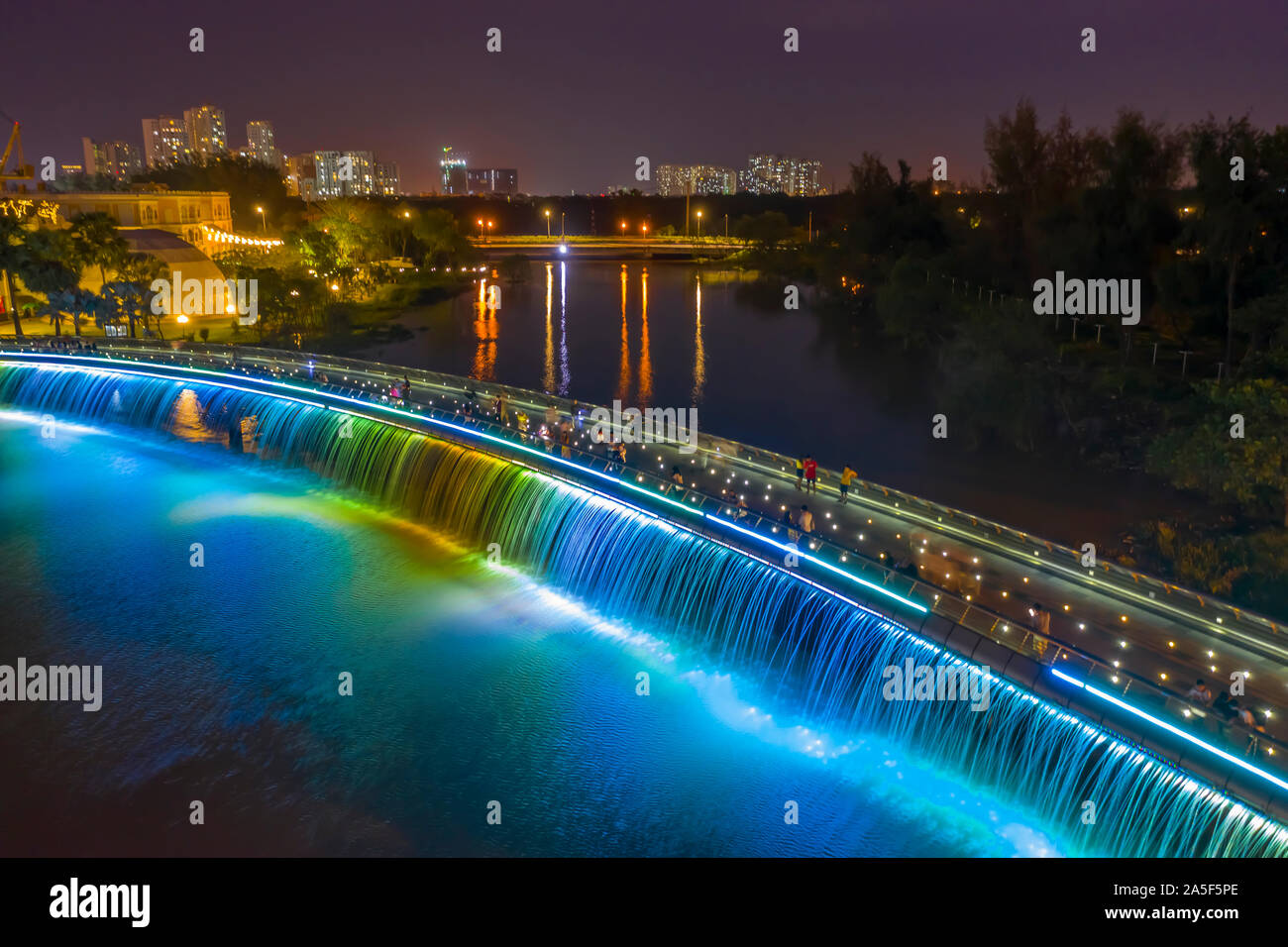 Anh Sao or Starlight Bridge is a pedestrian bridge with waterfall and ...