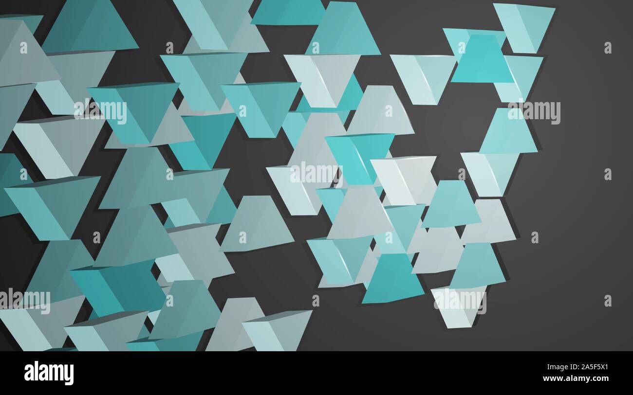 3D triangle design composition in blue and gray background vector in ...