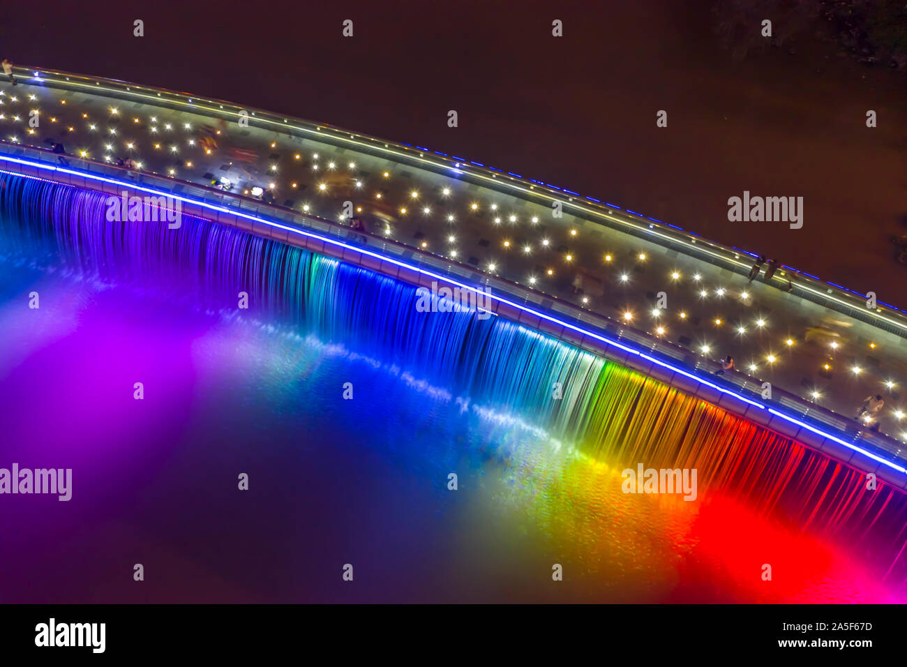 Anh Sao or Starlight Bridge is a pedestrian bridge with waterfall and ...