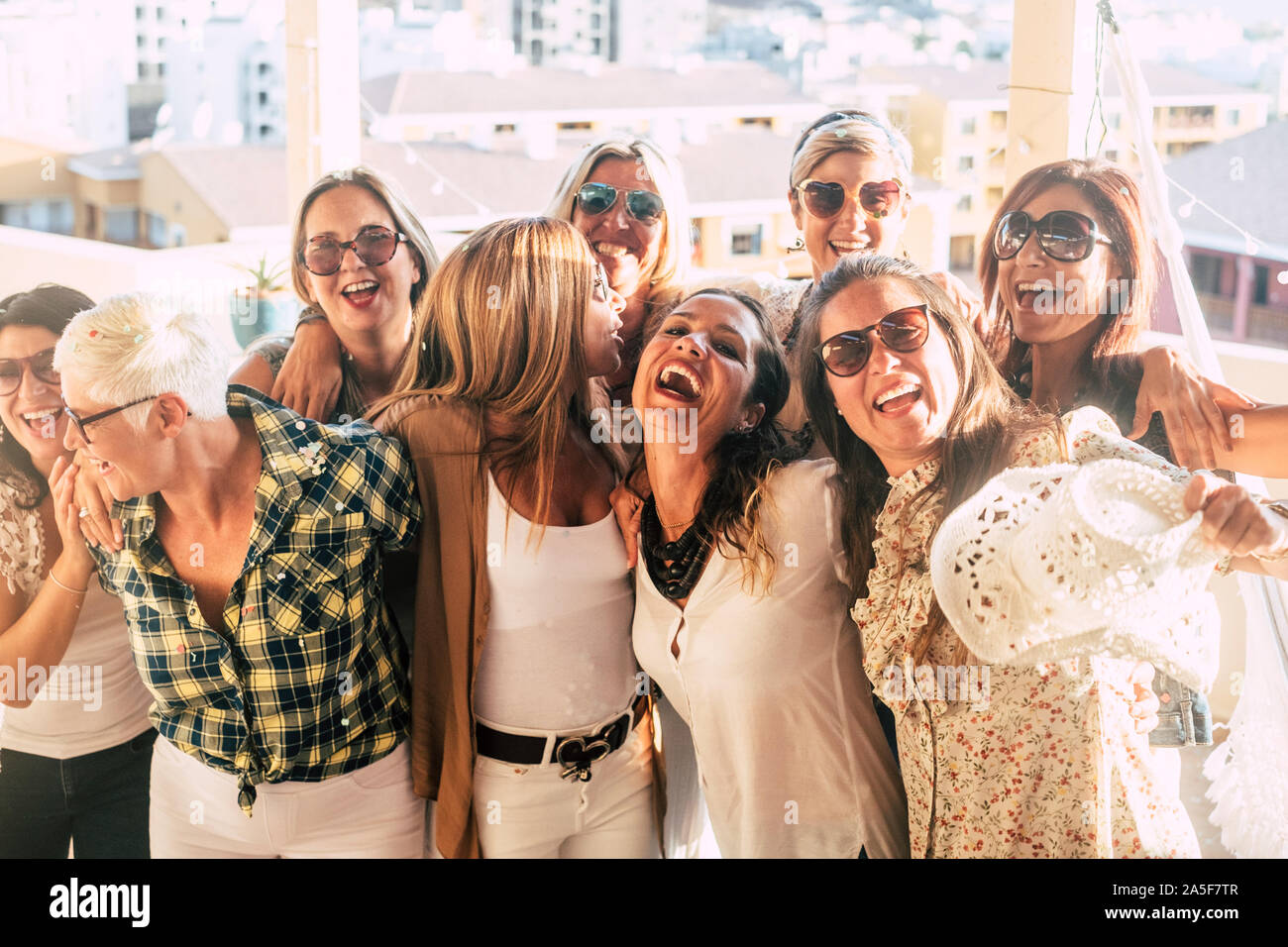 Group Of Female Adult Mixed Generations People Having Fun Together