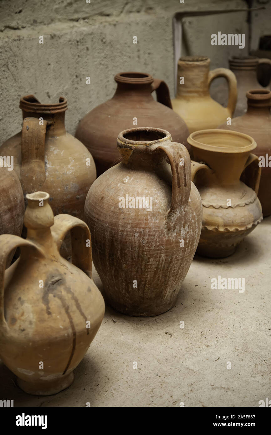 Ancient clay objects, detail of handicraft in cooked clay Stock Photo ...