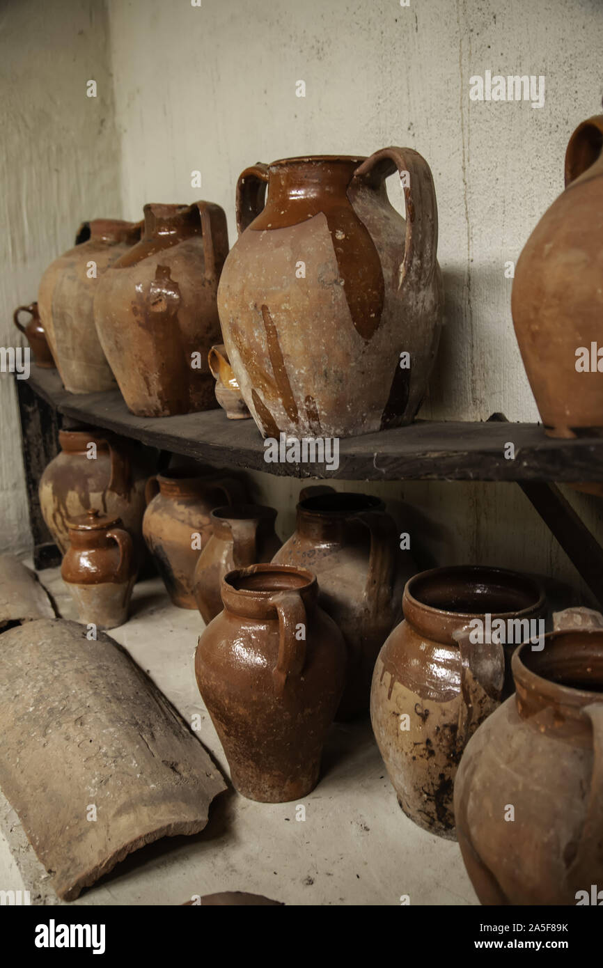 Ancient clay objects, detail of handicraft in cooked clay Stock Photo ...