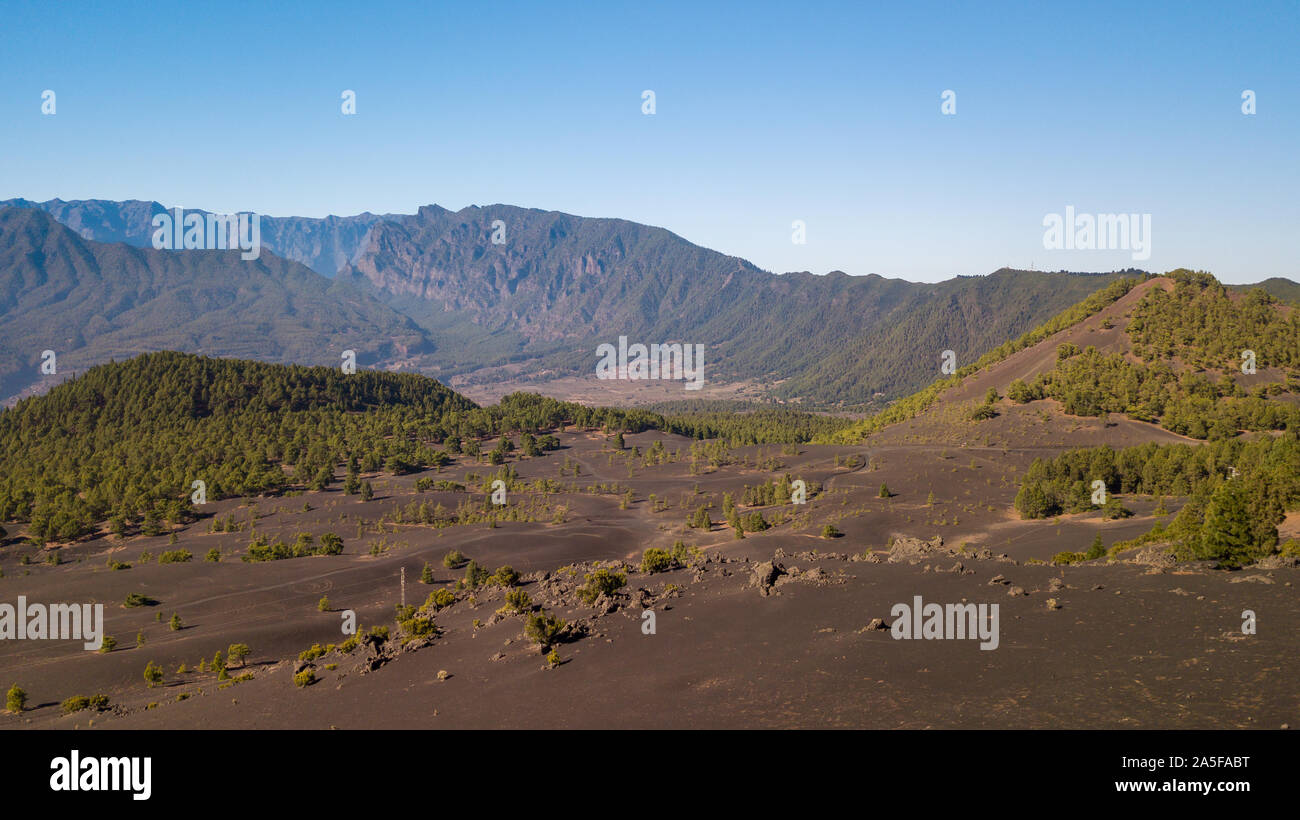 volcanic landscape and pine forest at astronomy viewpoint Stock Photo ...