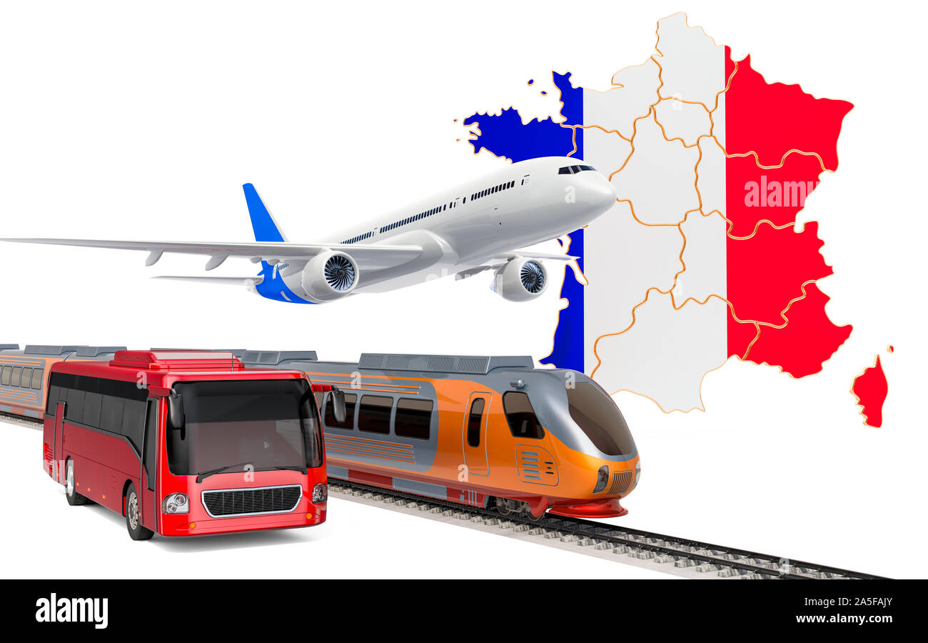 Passenger transportation in France by buses, trains and airplanes ...