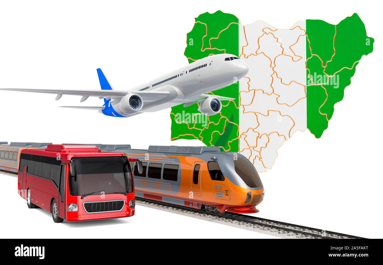 Passenger transportation in Nigeria by buses, trains and airplanes ...