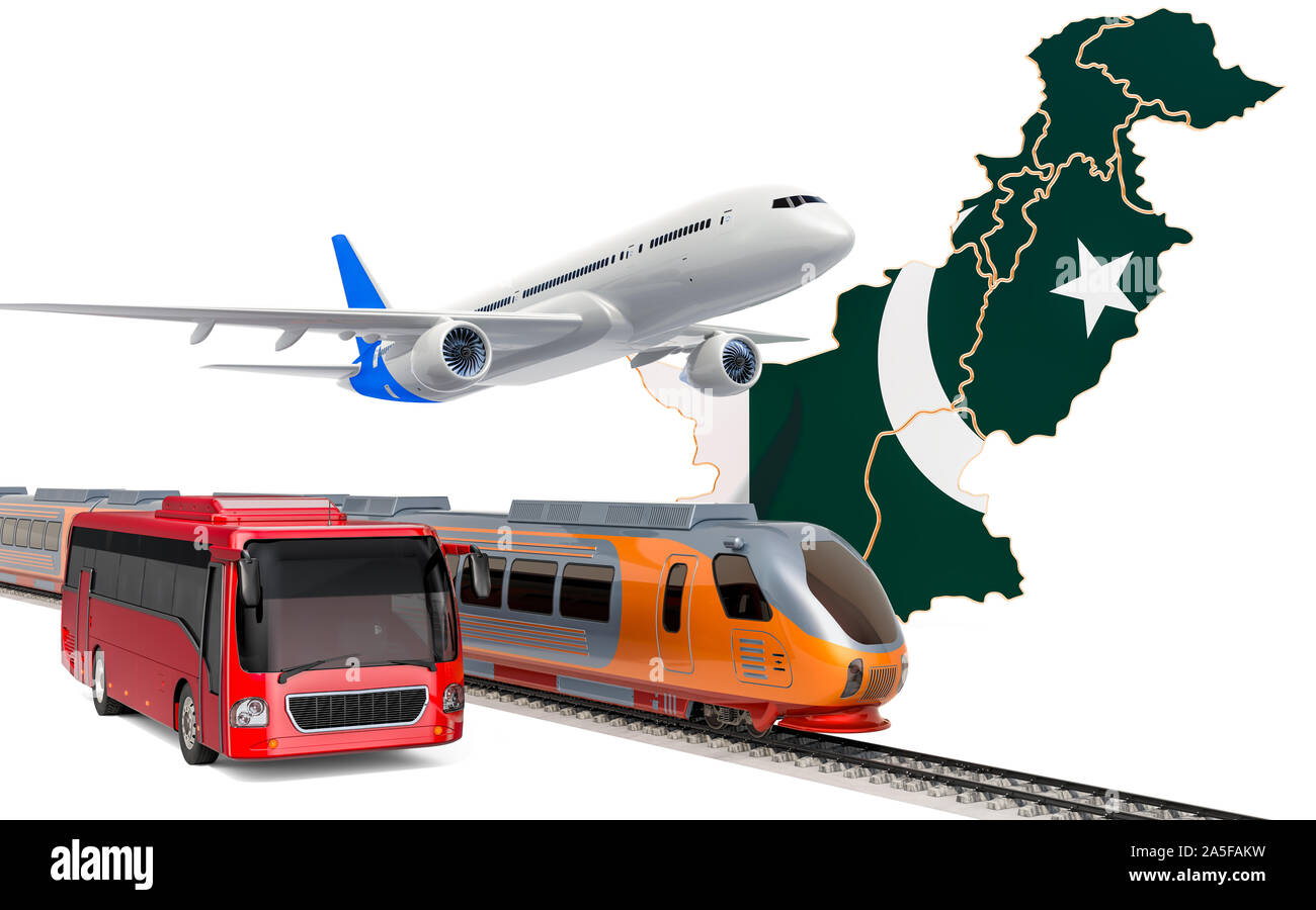 Passenger transportation in Pakistan by buses, trains and airplanes ...