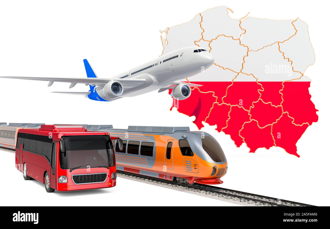 Passenger transportation in Poland by buses, trains and airplanes ...