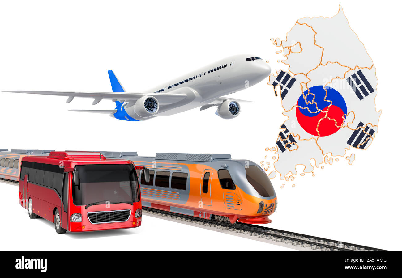 Passenger transportation in South Korea by buses, trains and airplanes ...