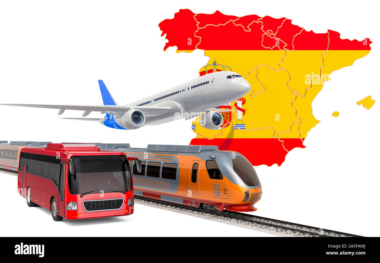 Passenger transportation in Spain by buses, trains and airplanes ...