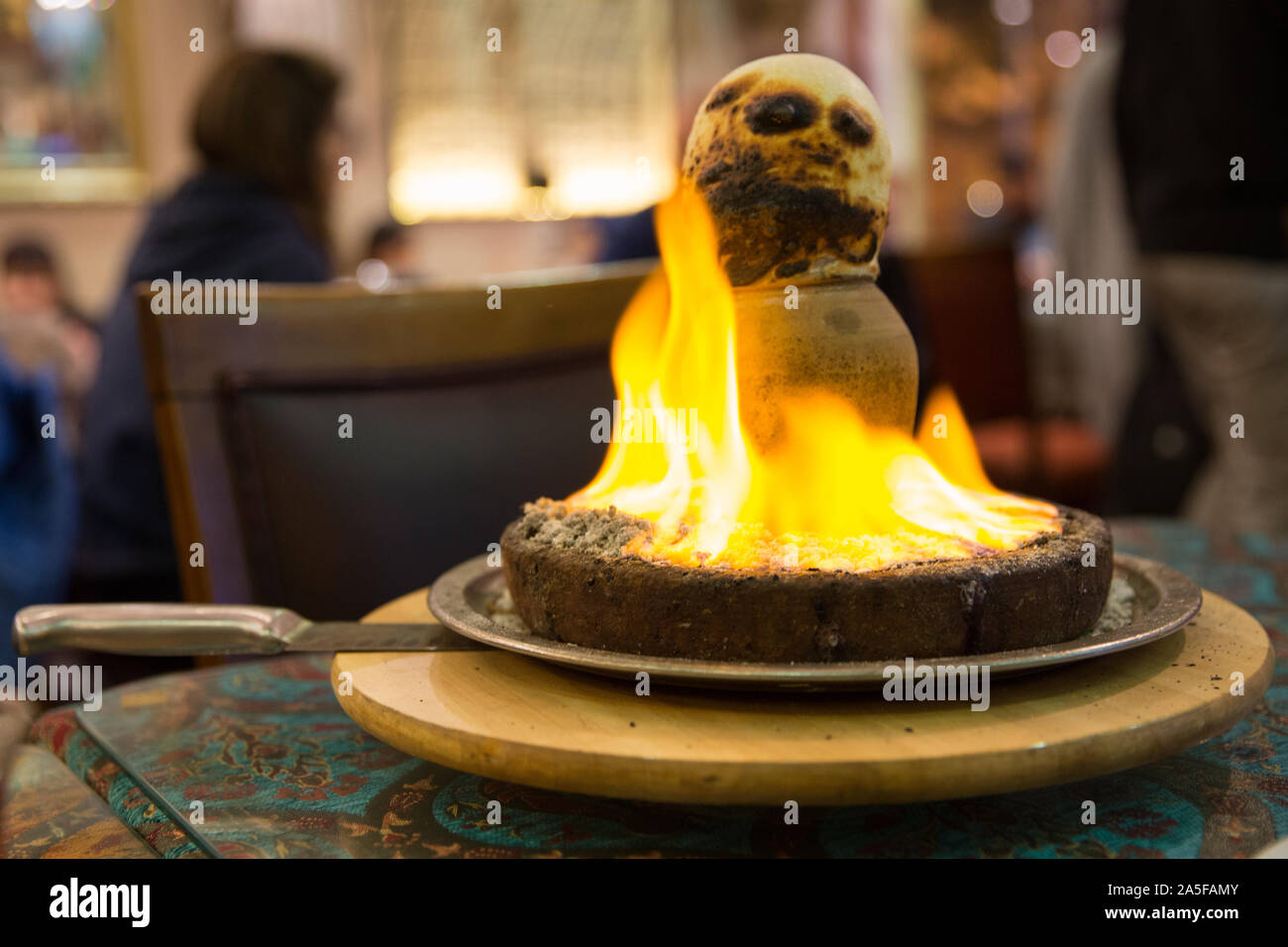 Traditional turkish lamb meat in clay pot. Tandir kebab dish Stock ...