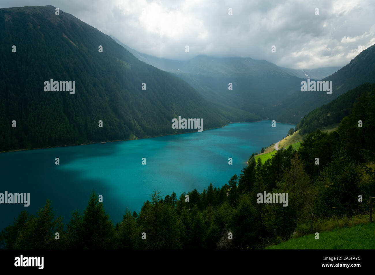 The lake Vernagt-Stausee (Schnalstal, South Tyrol, Italy) on a cloudy ...