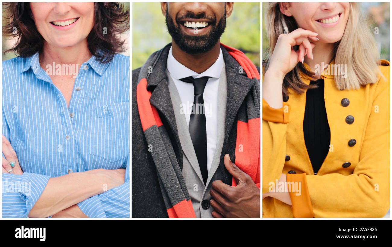 Group of beautiful commercial happy people outside Stock Photo - Alamy