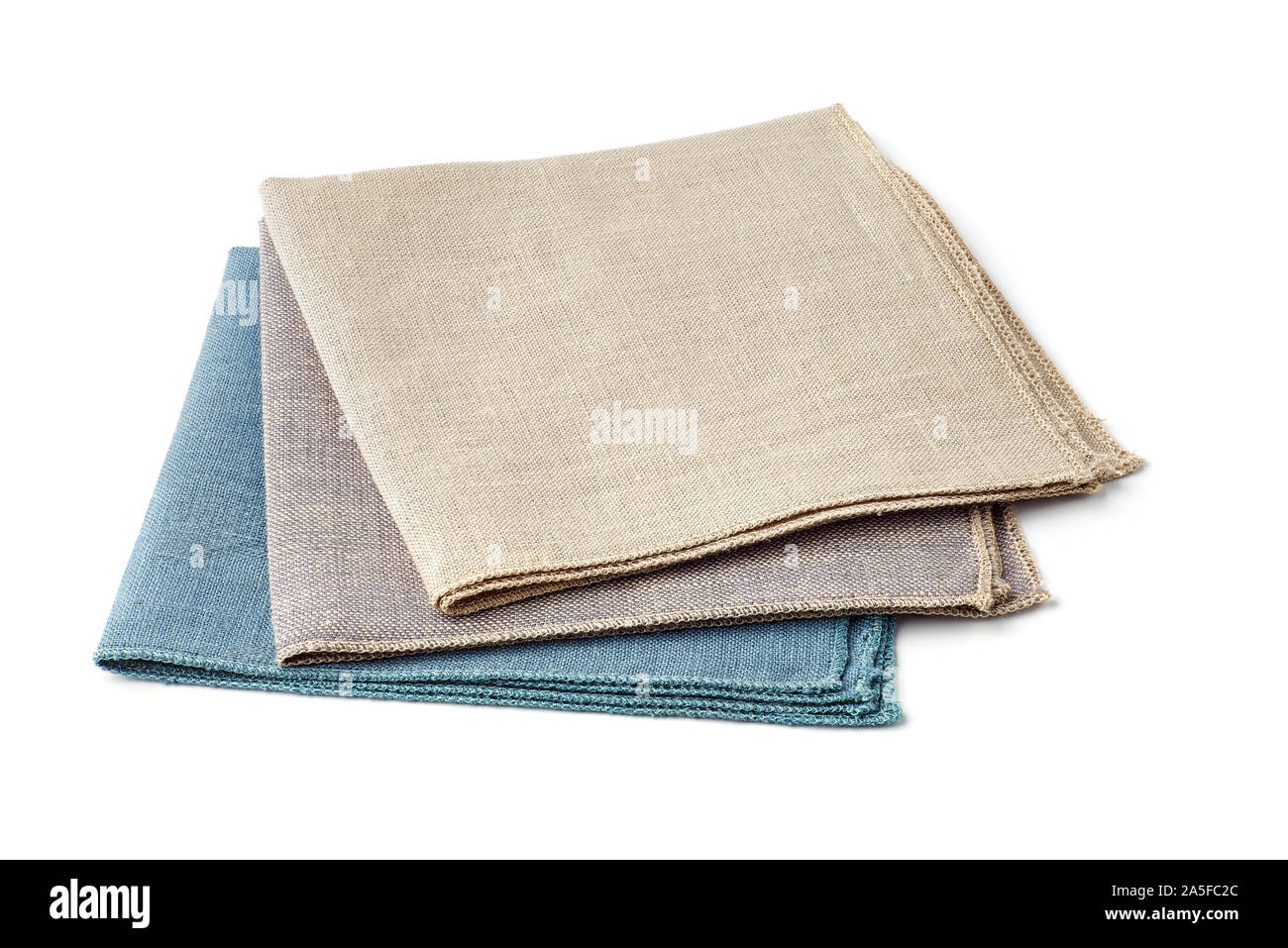 Tthree colorful textile napkins on white background Stock Photo - Alamy