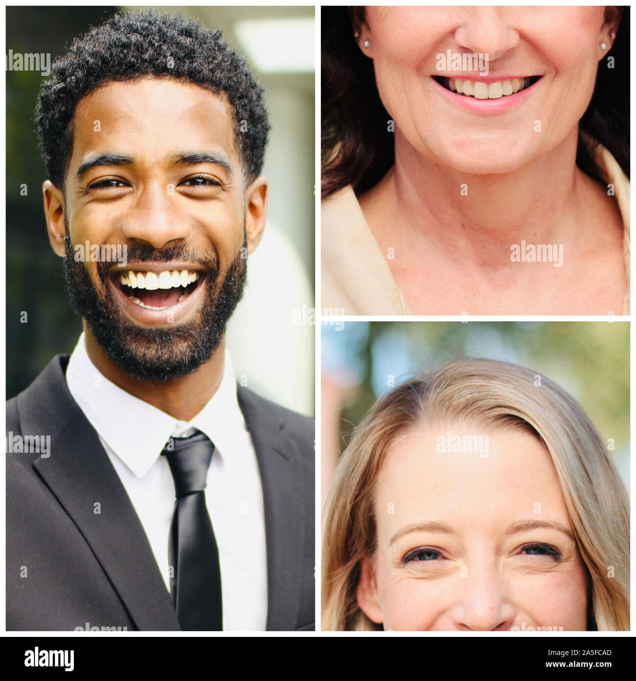 Group of beautiful happy commercial people outside Stock Photo - Alamy