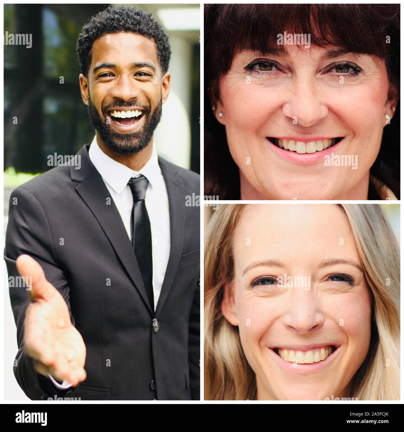 Group of beautiful happy commercial people outside Stock Photo - Alamy
