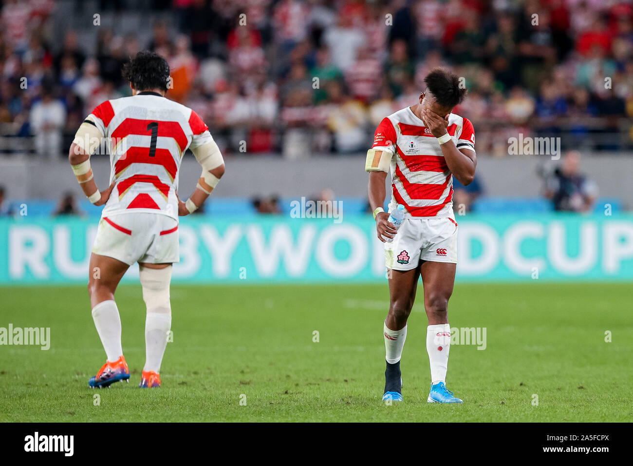 Tokyo, Japan. 20th Oct 2019. Kotaro Matsushima of Japan sheds a tear ...