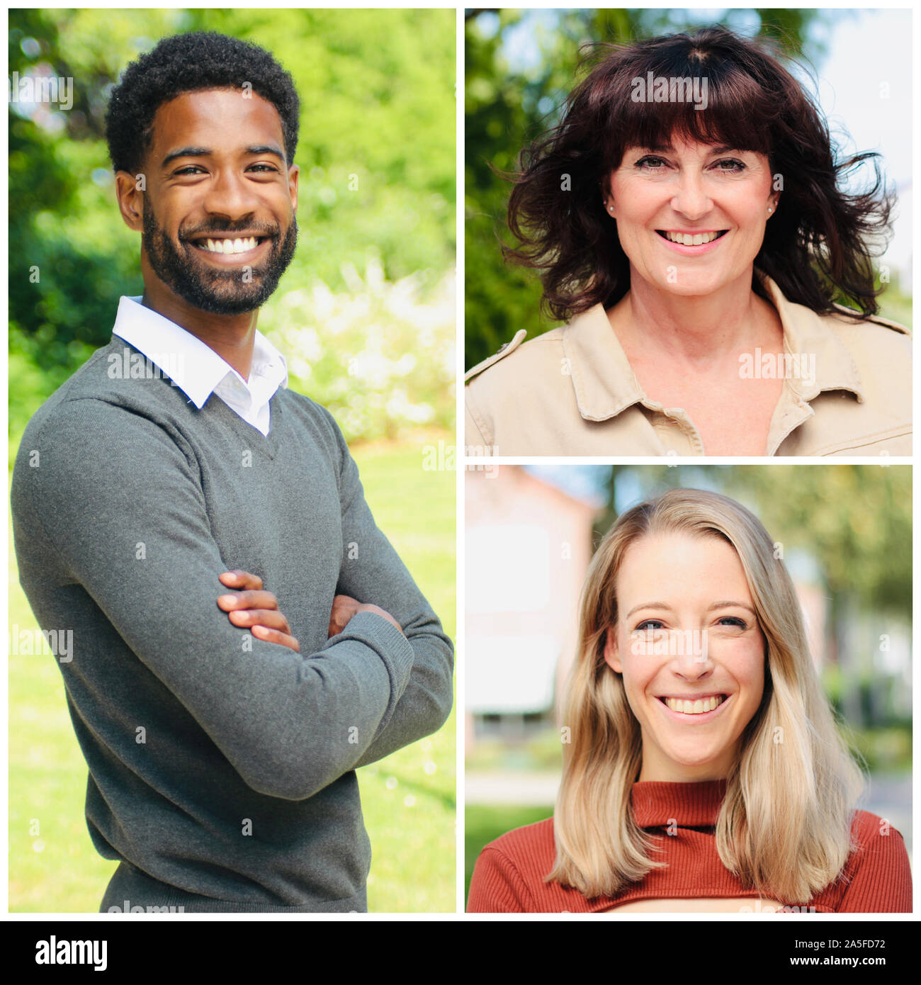 Group of beautiful happy commercial people outside Stock Photo - Alamy