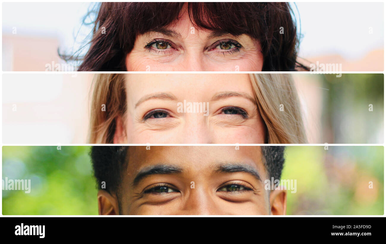 Group of beautiful happy commercial people outside Stock Photo - Alamy