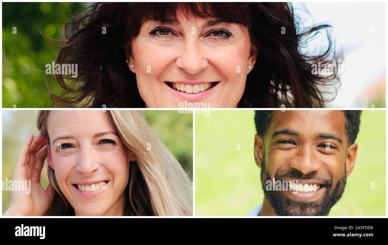 Group of beautiful happy commercial people outside Stock Photo - Alamy