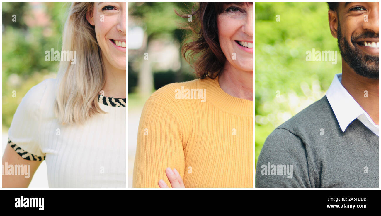 Group of beautiful happy commercial people outside Stock Photo - Alamy