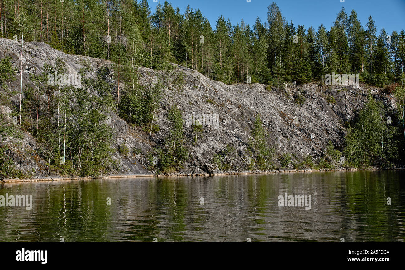 The picturesque landscape of the mountain natural park Ruskeala ...