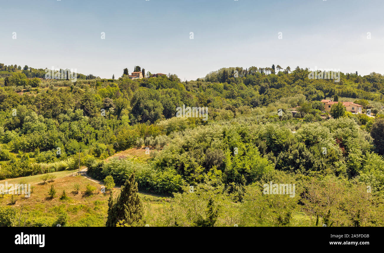 Mediterranean landscape view from the Montopoli castle. Montopoli in ...