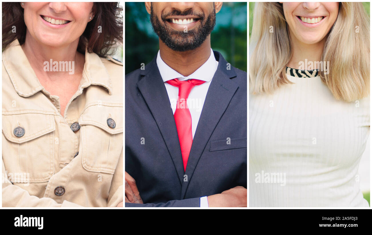 Group of beautiful happy commercial people outside Stock Photo - Alamy