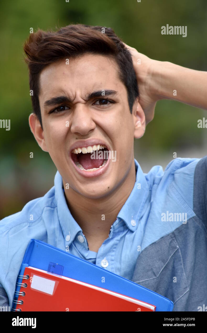 An Anxious Diverse Male Student Stock Photo - Alamy
