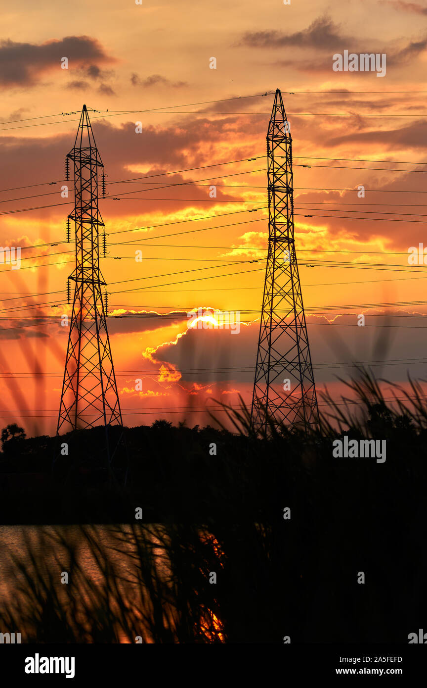 Pylons Sky Sunset Sunrise High Resolution Stock Photography and Images ...