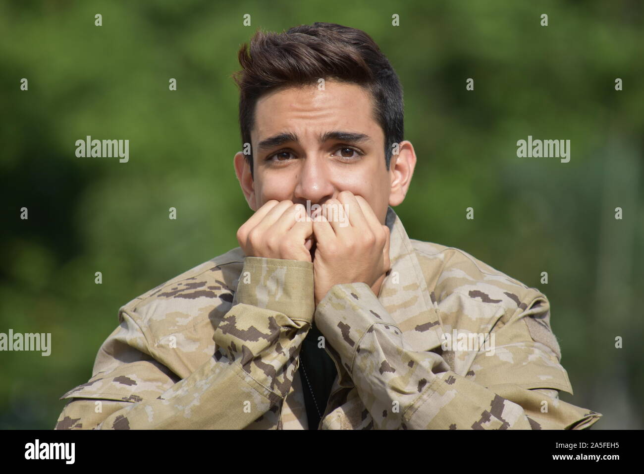 Military Male Soldier Afraid Stock Photo - Alamy