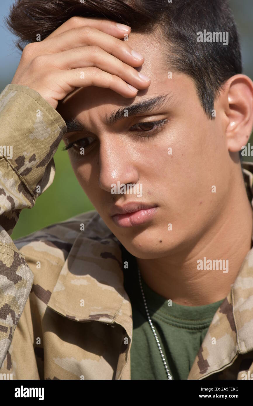 An Unhappy Male Soldier Stock Photo - Alamy