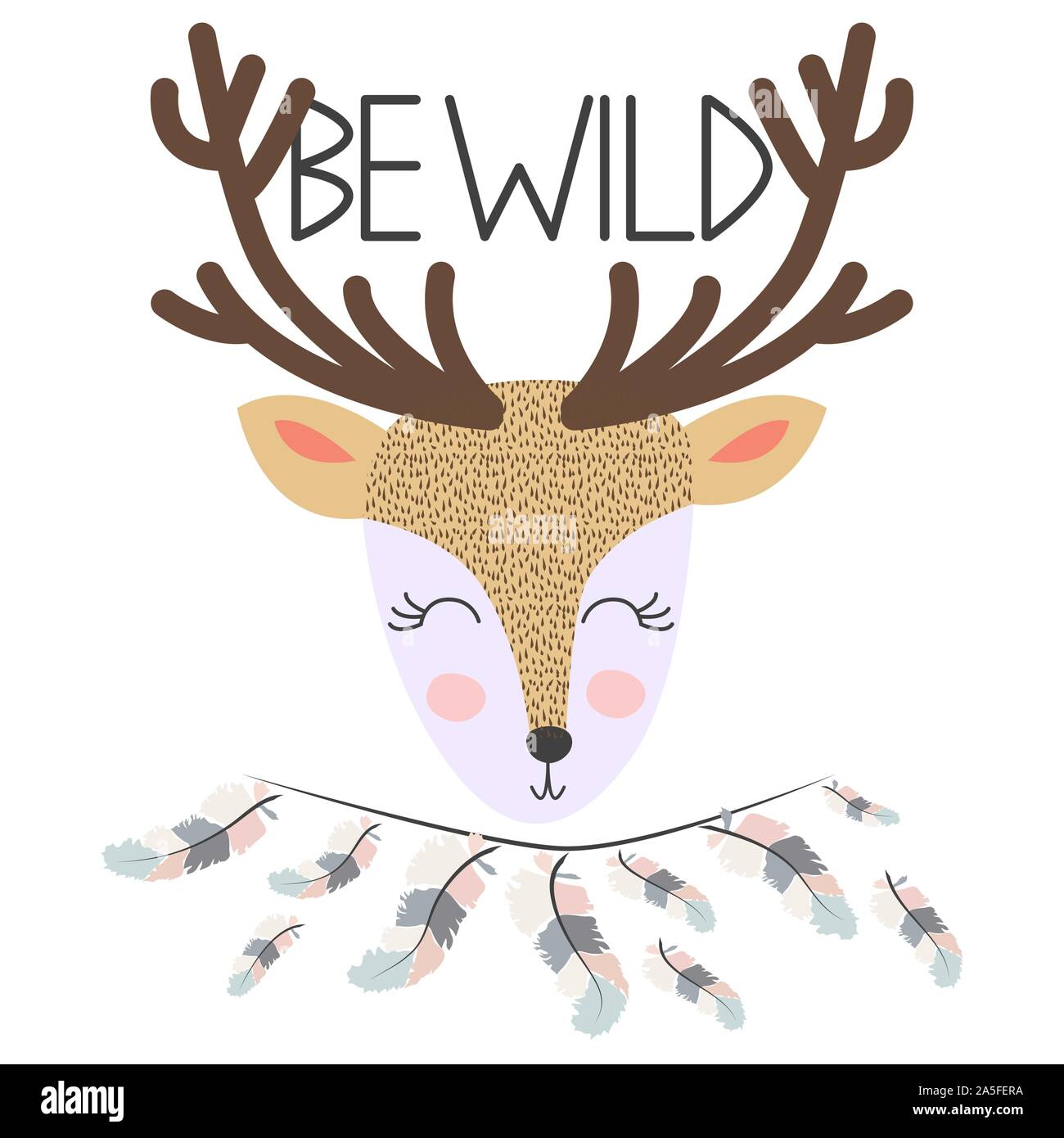 Deer for children in scandinavian style. Postcard of forest animals ...