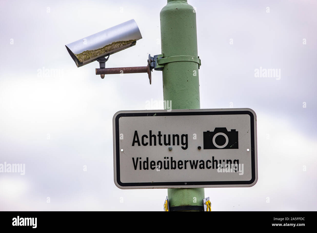 Video surveillance, old town of Monschau, Eifel Region, NRW, Germany ...