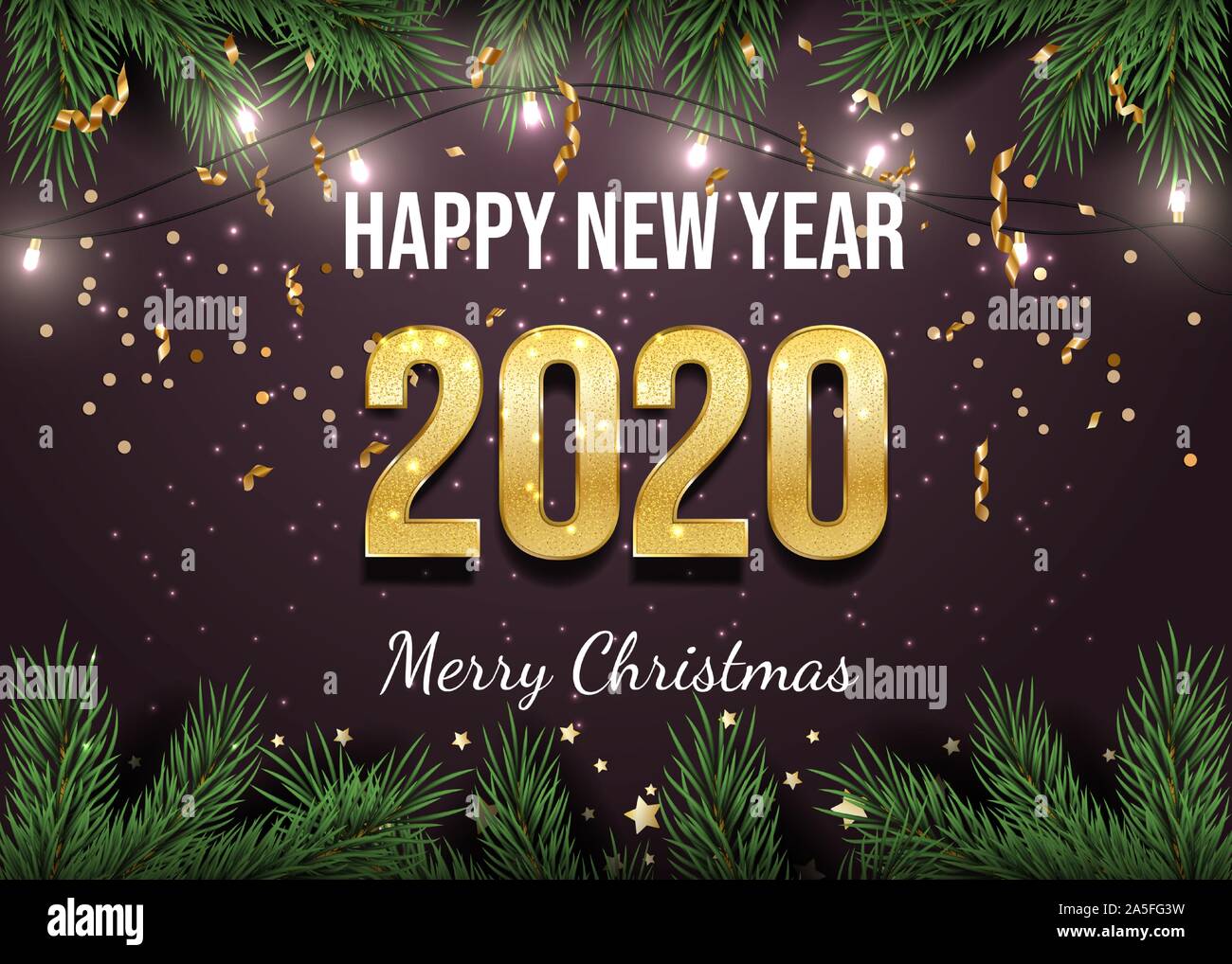 Happy new year postcard vector template. Merry christmas greeting card ...