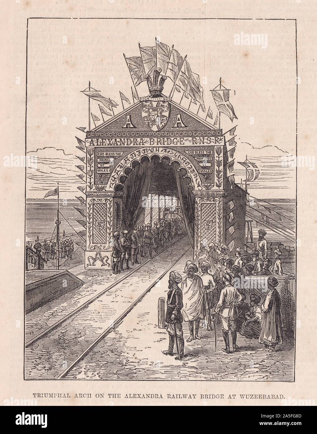 Triumphal Arch on the Alexandra Railway Bridge at Wuzeerabad 1800s ...