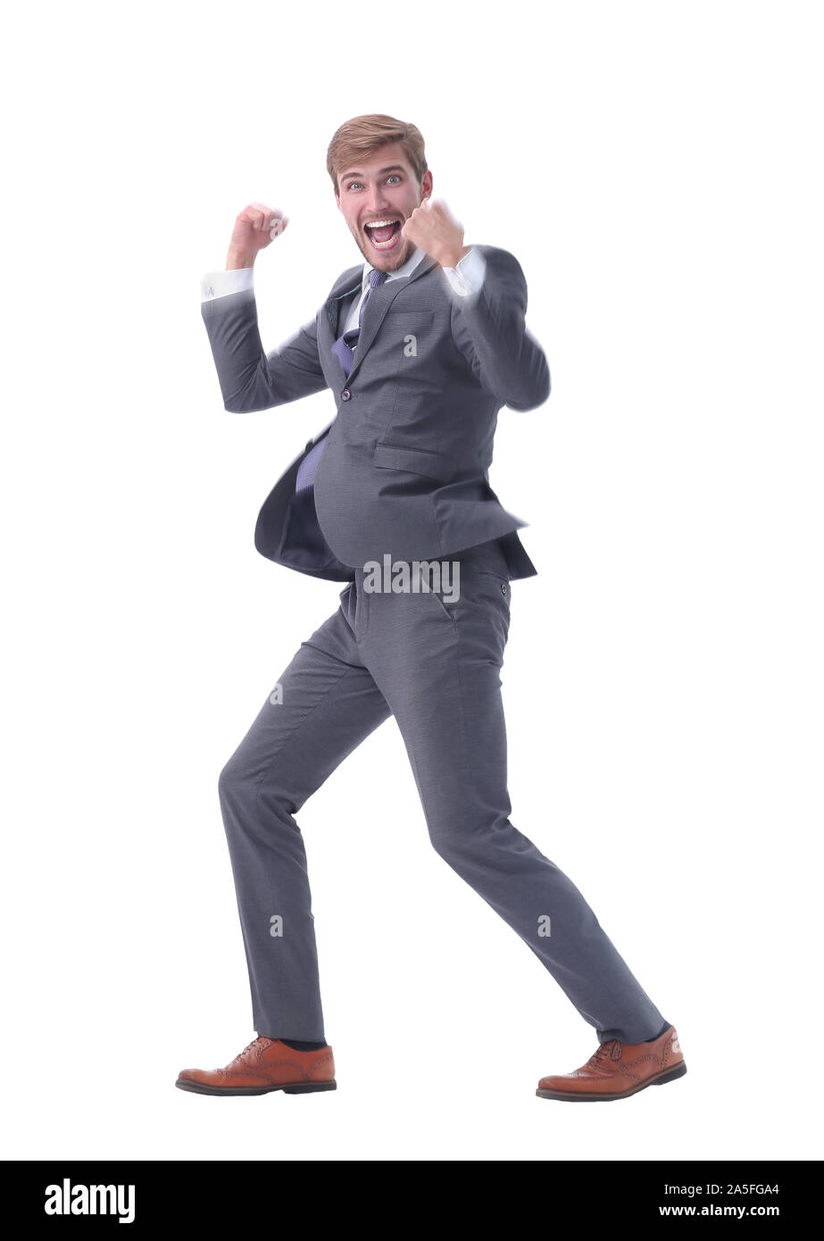 in full growth. portrait of a happy businessman Stock Photo - Alamy