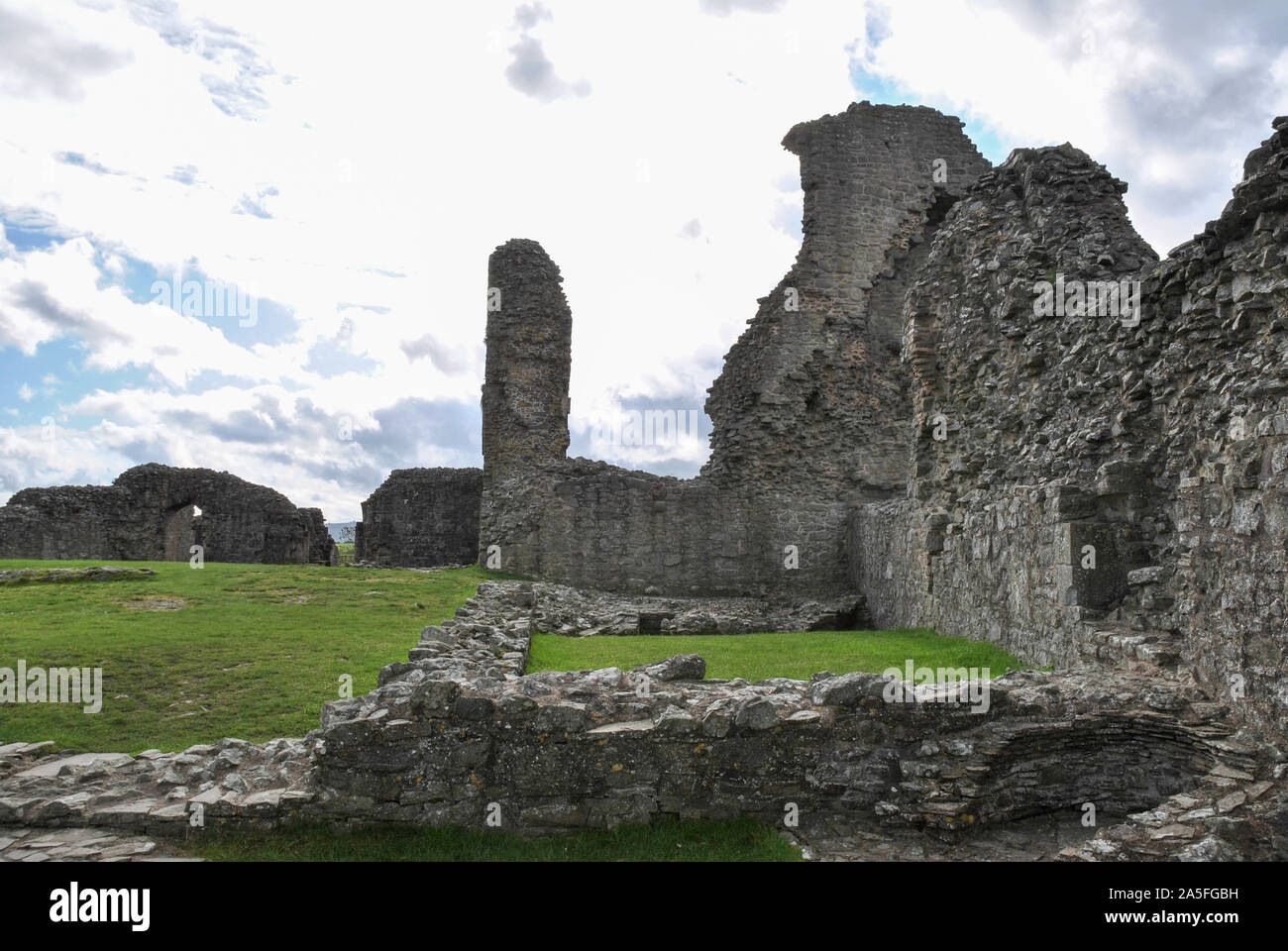 Montgomery Castle is a stone masonry castle looking over the town of ...